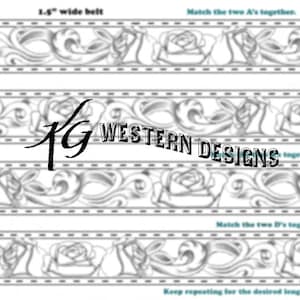 Roses and Vines Leather Belt Tooling Design Pattern Download - Etsy