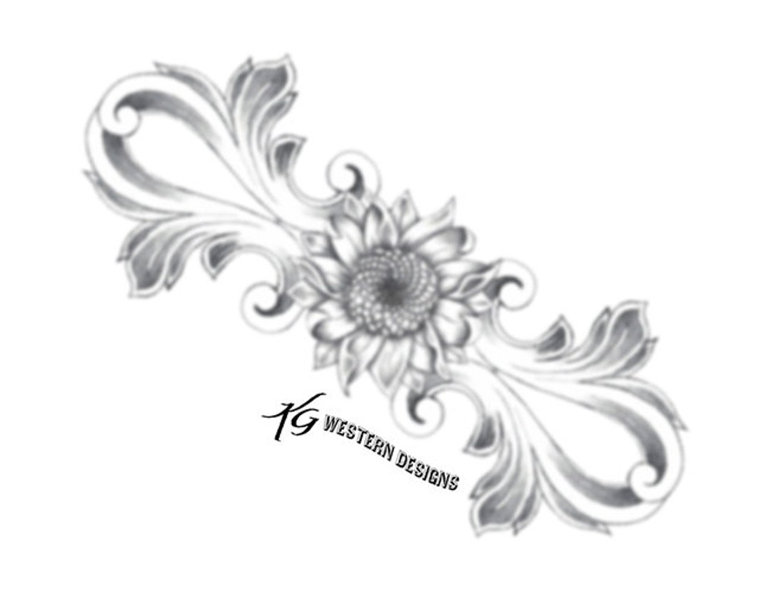 Leather Tooling Element -sunflower Floral Vines- Design Pattern ...