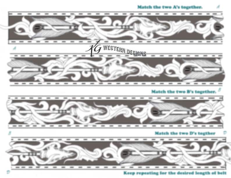 Leather Belt Tooling Pattern Arrowhead Vines Design Pattern - Etsy