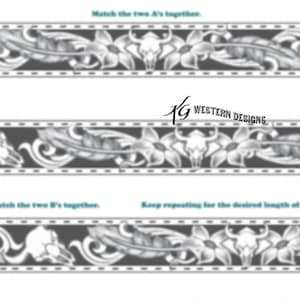 3 Leather Tooling Patterns- PDF Pack- Western Tooling, Cowskull With ...