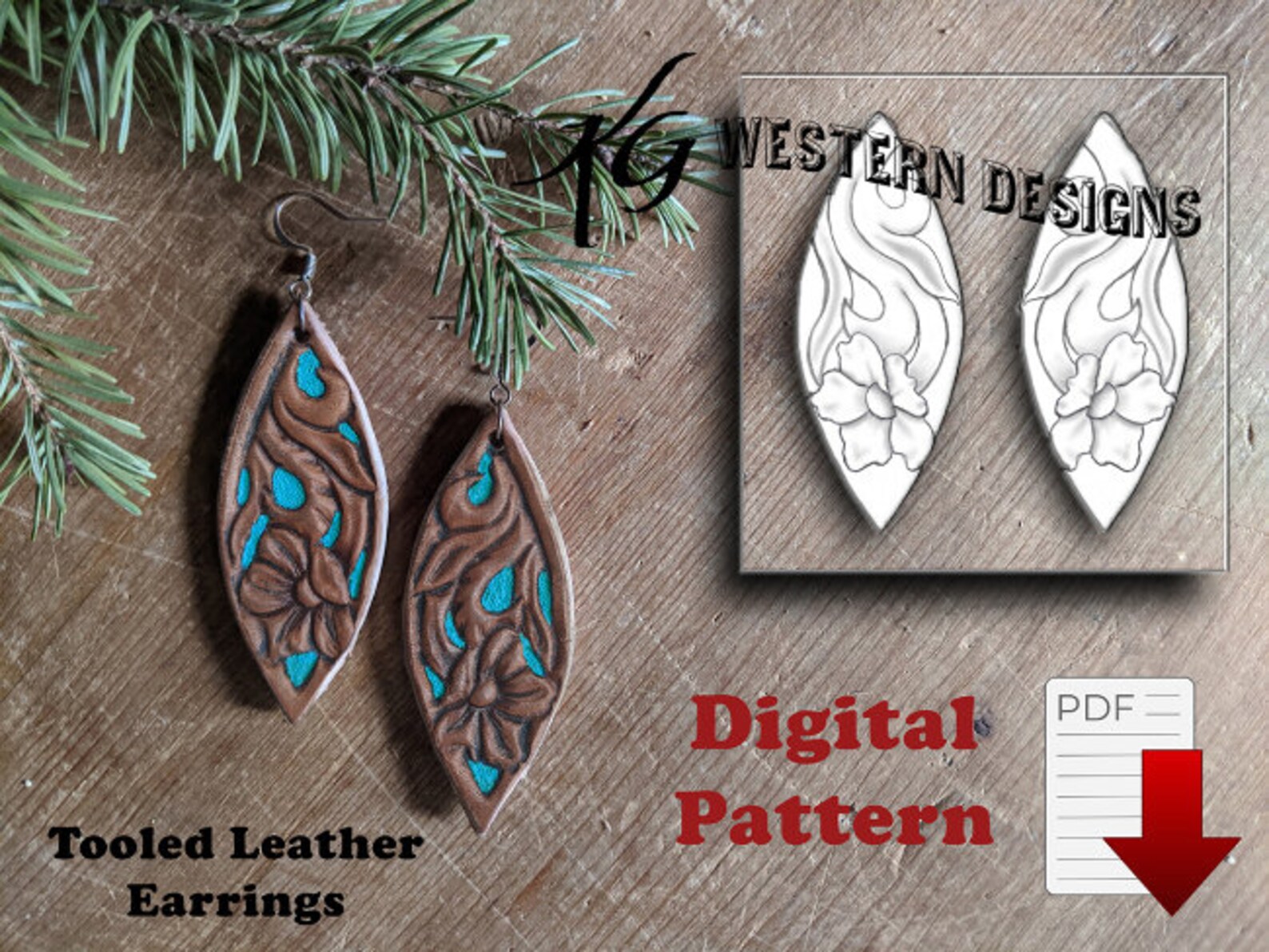 Leather-earrings-tooling-pattern (4 Pack) #2 - Etsy