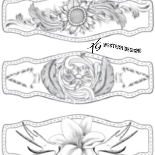 Sunflower Daisy DIY Leather Tooling Design Bracelet Pattern - Etsy