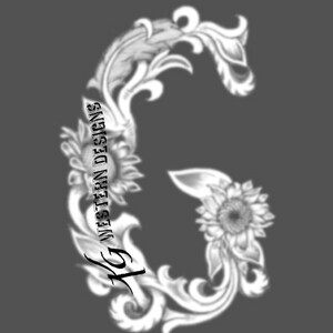 Letter G - Leather Tooling- Feathers-vines & Sunflowers Filigree ...