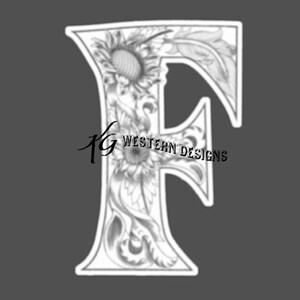 Letter F- Leather Tooling- Feathers-vines & Sunflowers Filigree Tracing ...