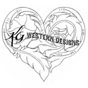 Filigree Heart Shape Design Floral Feathers Carving Leather Tooling ...