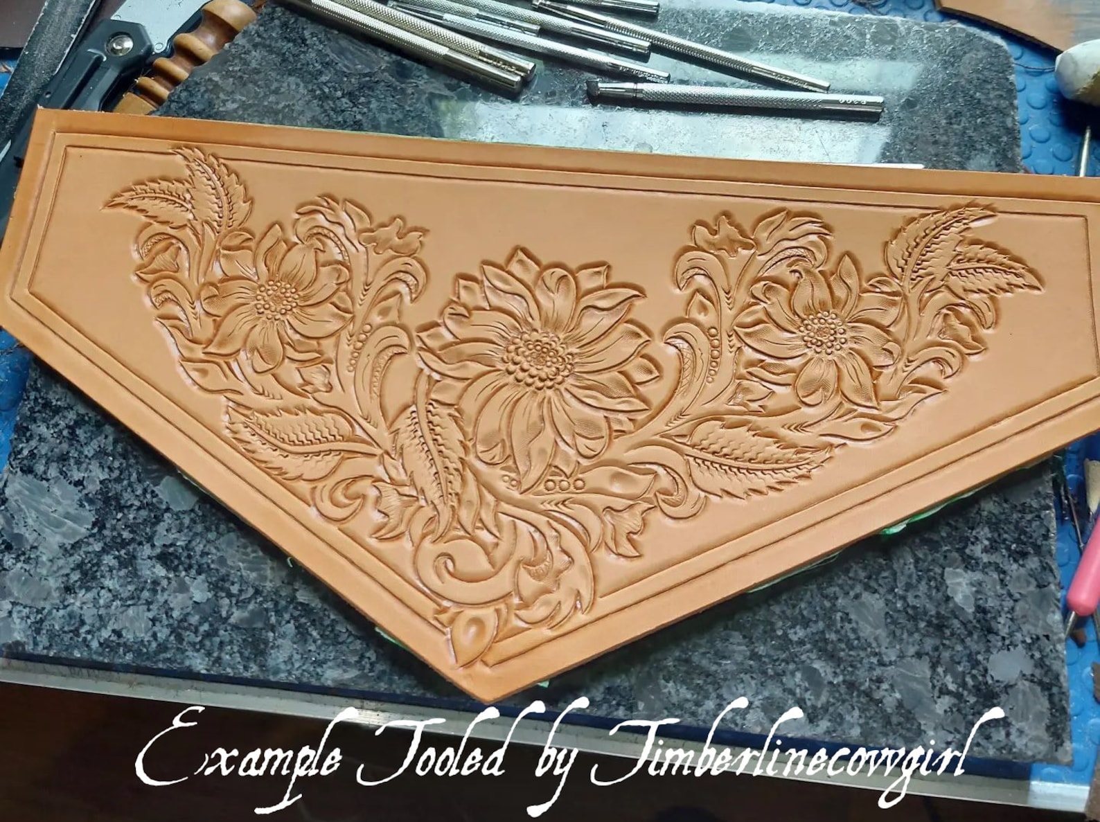 Leather Tooling Corner Pattern sunflower Floral Vines Tracing Design ...