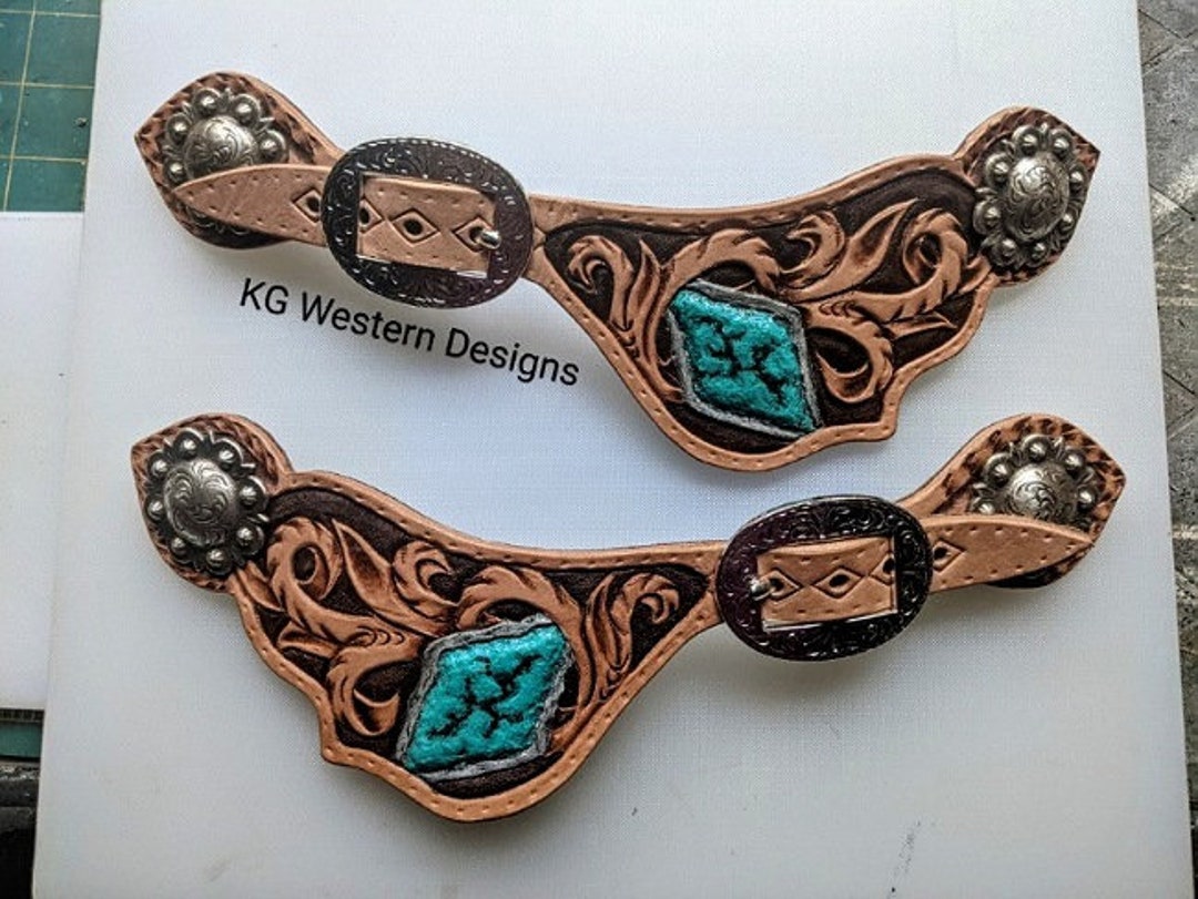 Leather Spur Strap Pattern PDF -tooling Template- Turquoise Stone With ...