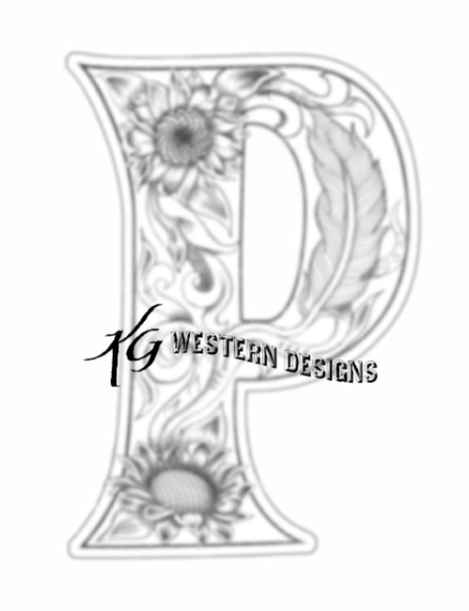 Letter P- Leather Tooling- Feathers-vines & Sunflowers Tracing Design ...