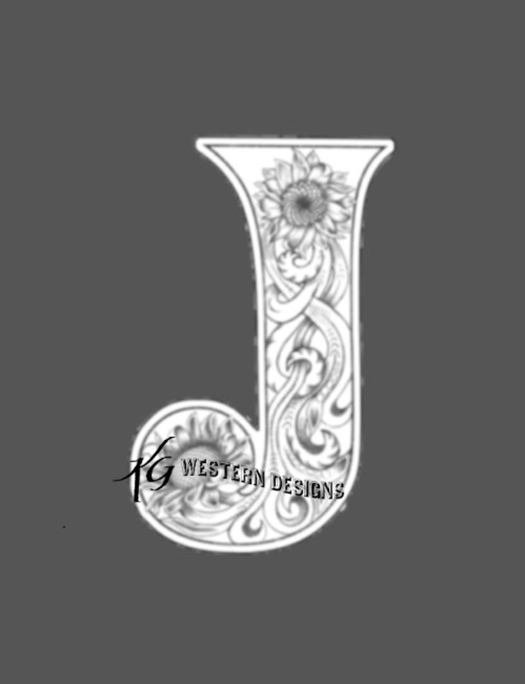 Letter J Leather Tooling Feathers-vines & Sunflowers Tracing - Etsy