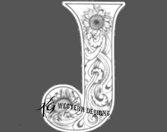 Letter G Leather Tooling Feathers-vines & Sunflowers Tracing - Etsy