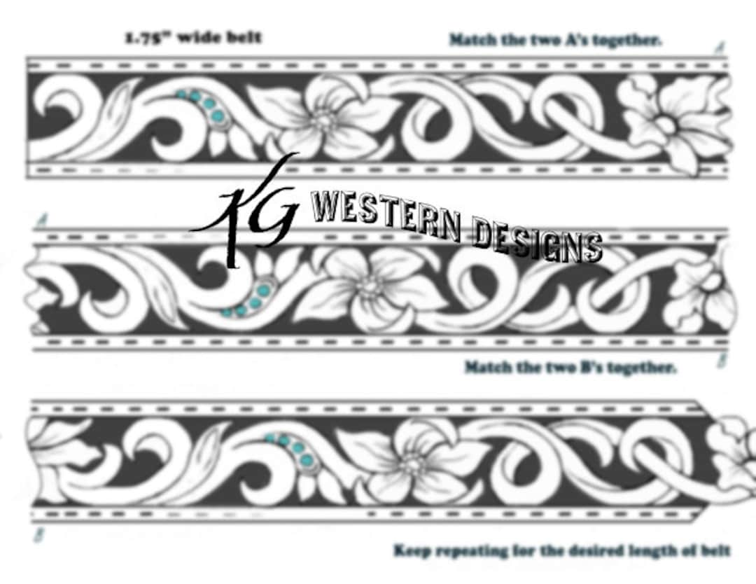 Leather Belt Pattern, Western Scrollwork, Flowers & Vines Tooling ...
