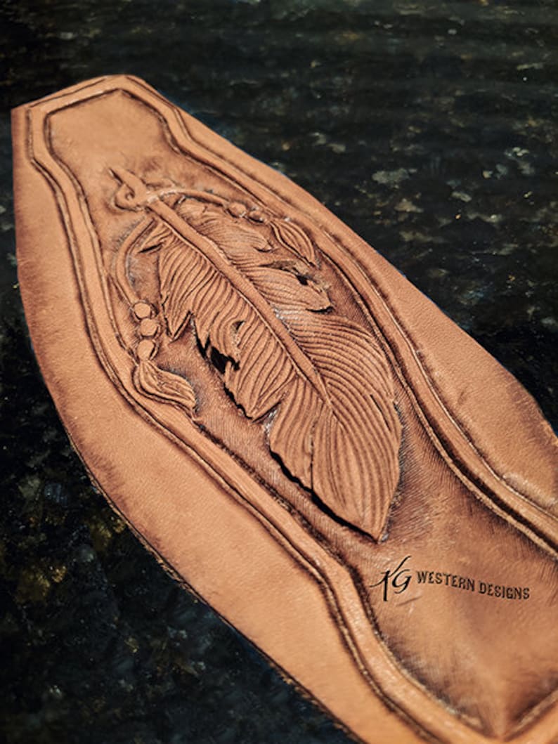 Leather Tooling Cuff Patterns Feathers and Flowers With - Etsy