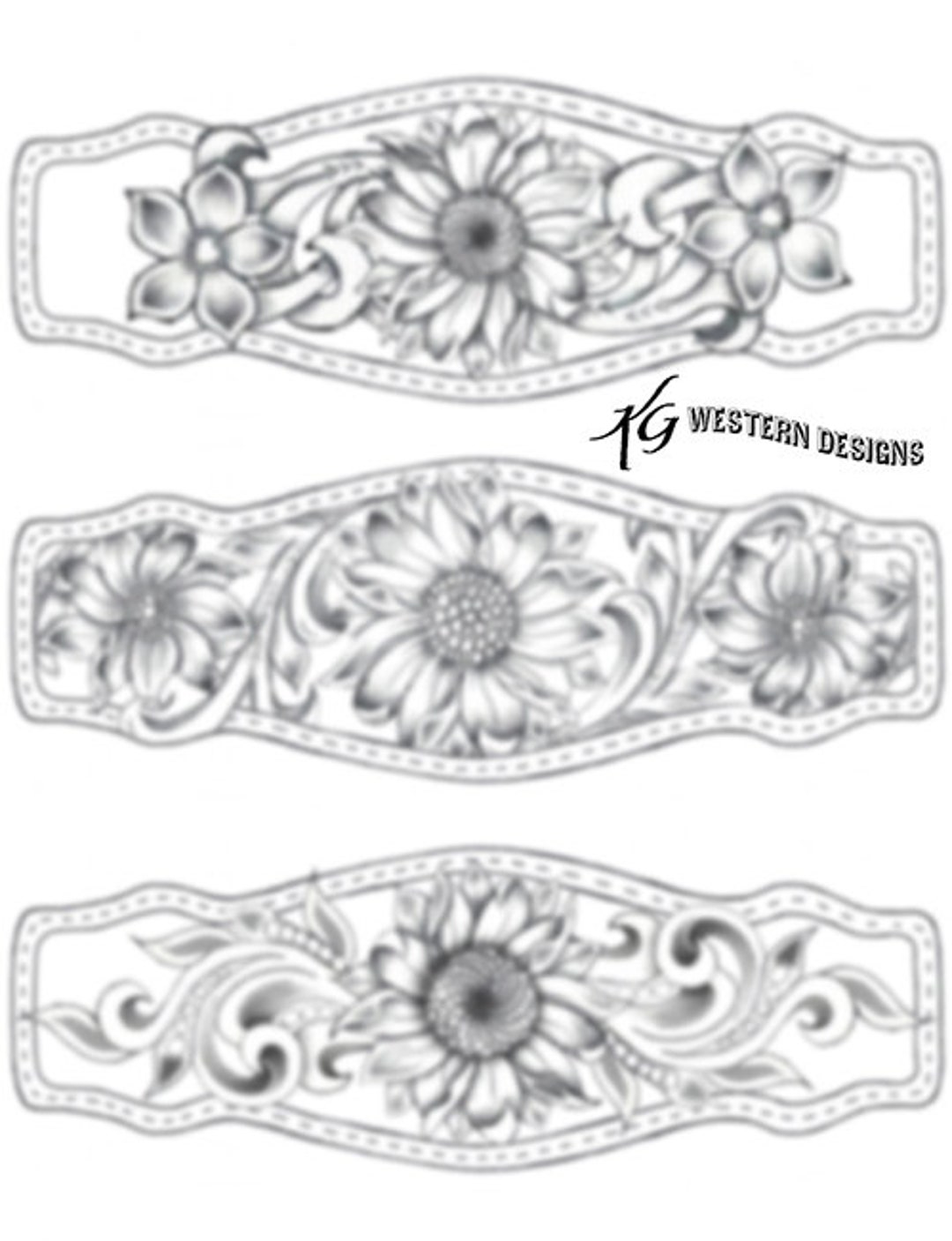 Sunflower Daisy Leather Tooling Tracing Design Bracelet Pattern 3 Pack ...