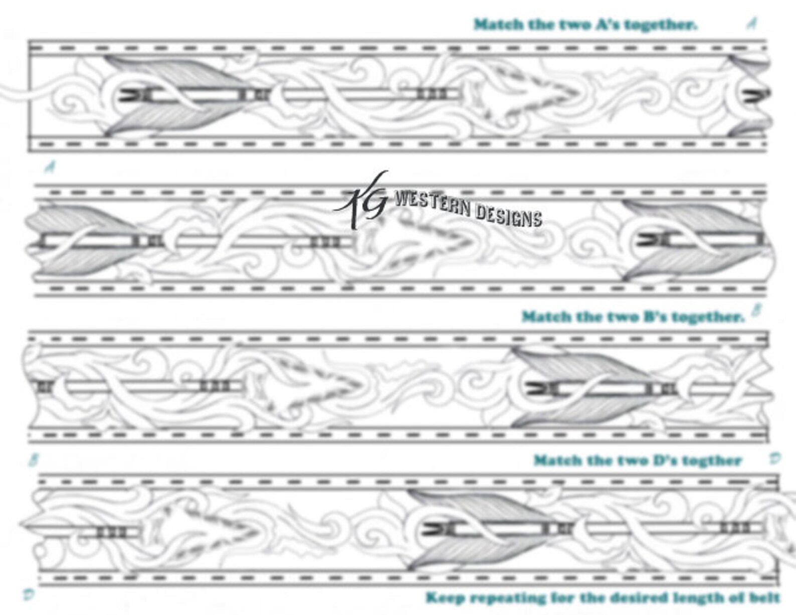 3 Leather Belt Patterns- PDF Pack- Western Tooling, Sunflowers ...