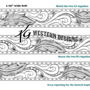 Leather Belt Pattern, Feathers, Vines and Scrolls, Tooling Design PDF Download - Etsy