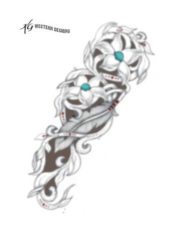 Feather Flowers and Vines Leather Tooling Design Pattern - Etsy