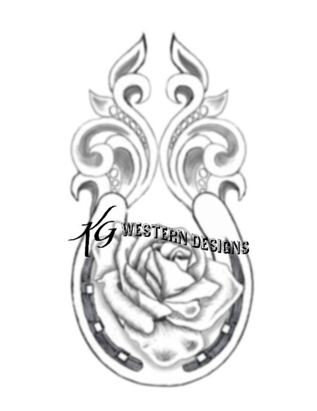 Leather Tooling- Horse-shoe and Rose Flower Vines- Tracing Pattern ...