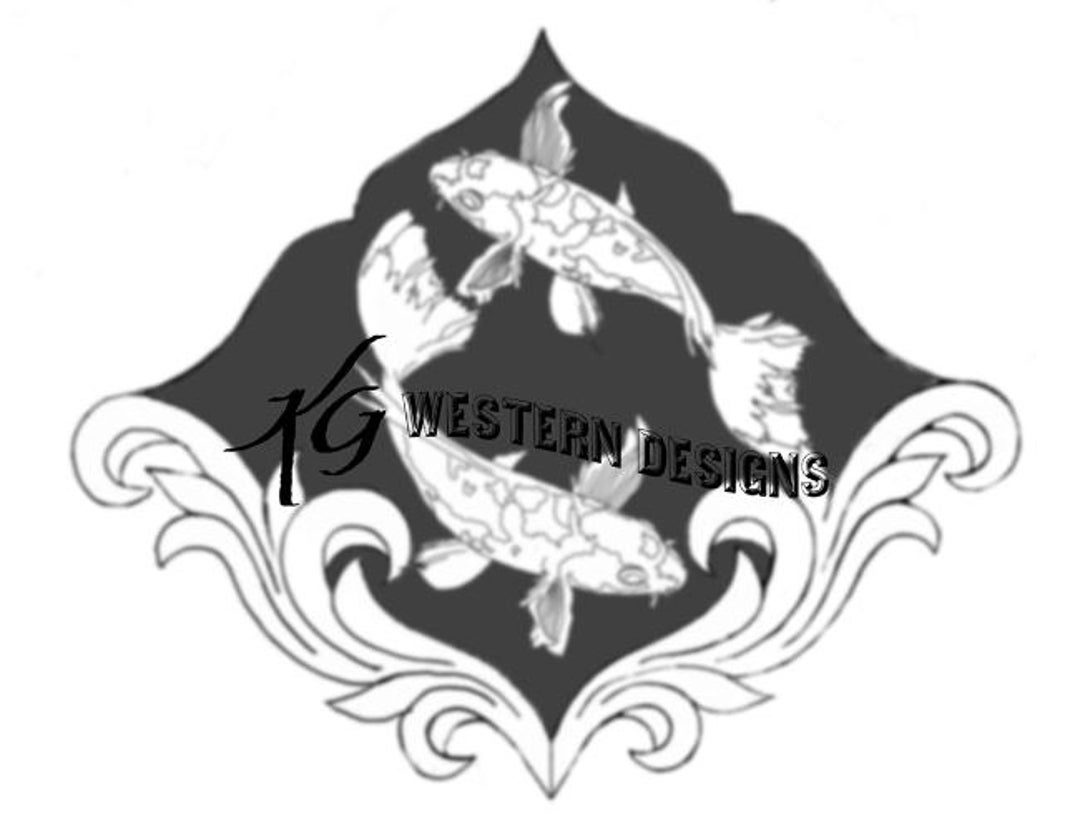 Painted Koi Fish Design Western Vines Shape Tooling Design Pattern - Etsy