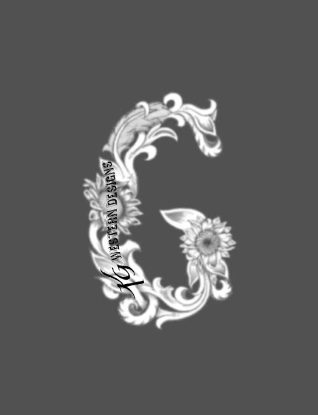 Letter G - Leather Tooling- Feathers-vines & Sunflowers Filigree ...