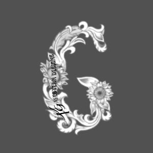 Letter G - Leather Tooling- Feathers-vines & Sunflowers Filigree ...