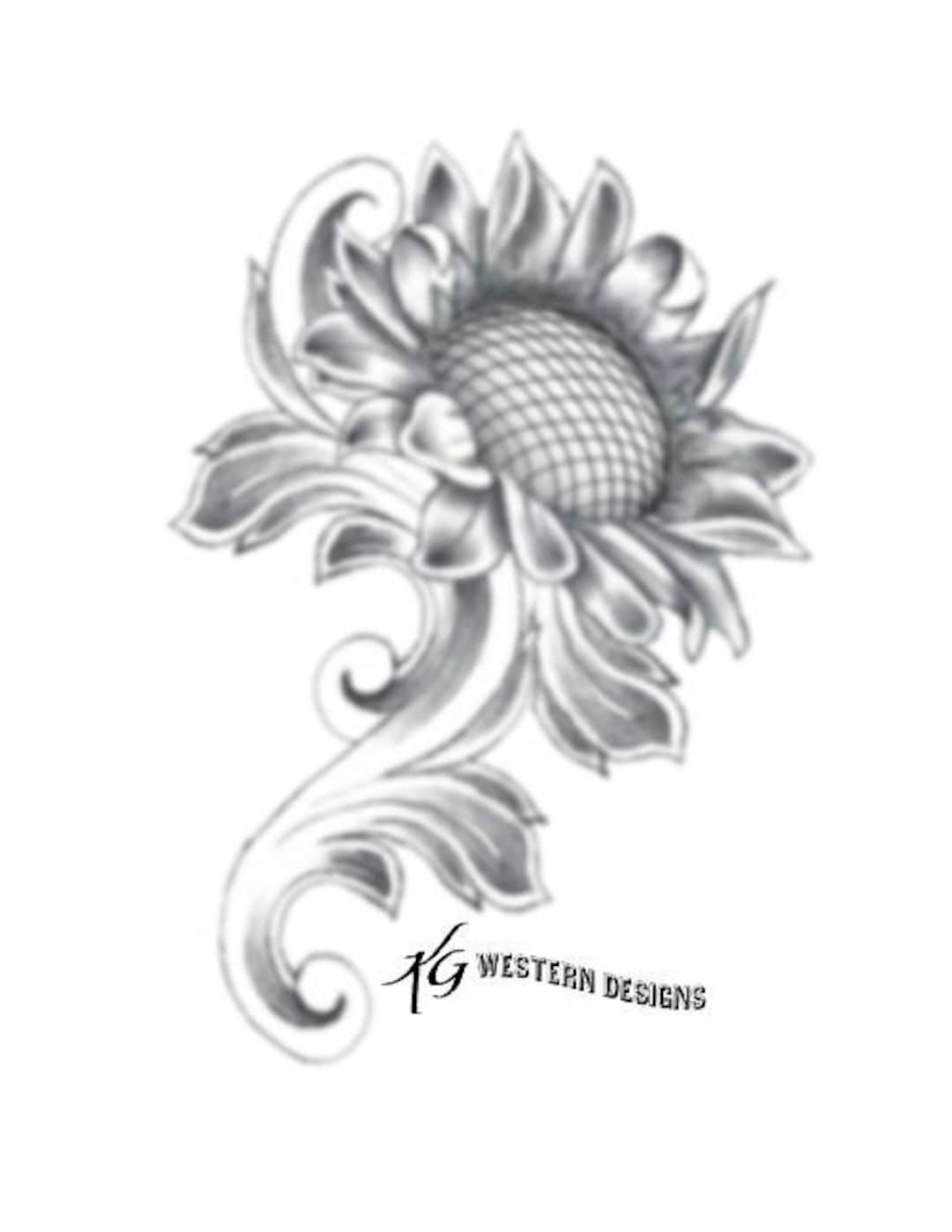 Leather Tooling Element Sunflower-vines Design Pattern Download - Etsy