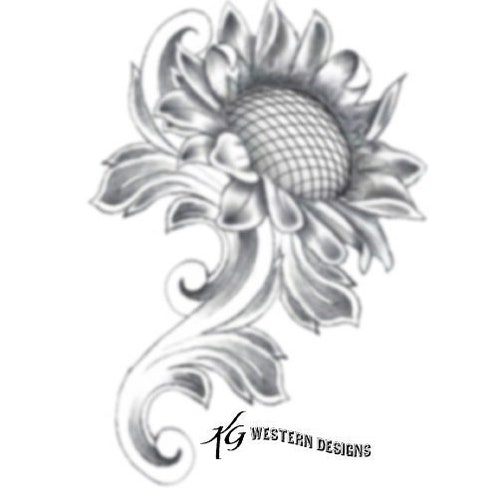 Leather Tooling Element Sunflower-vines Design Pattern - Etsy