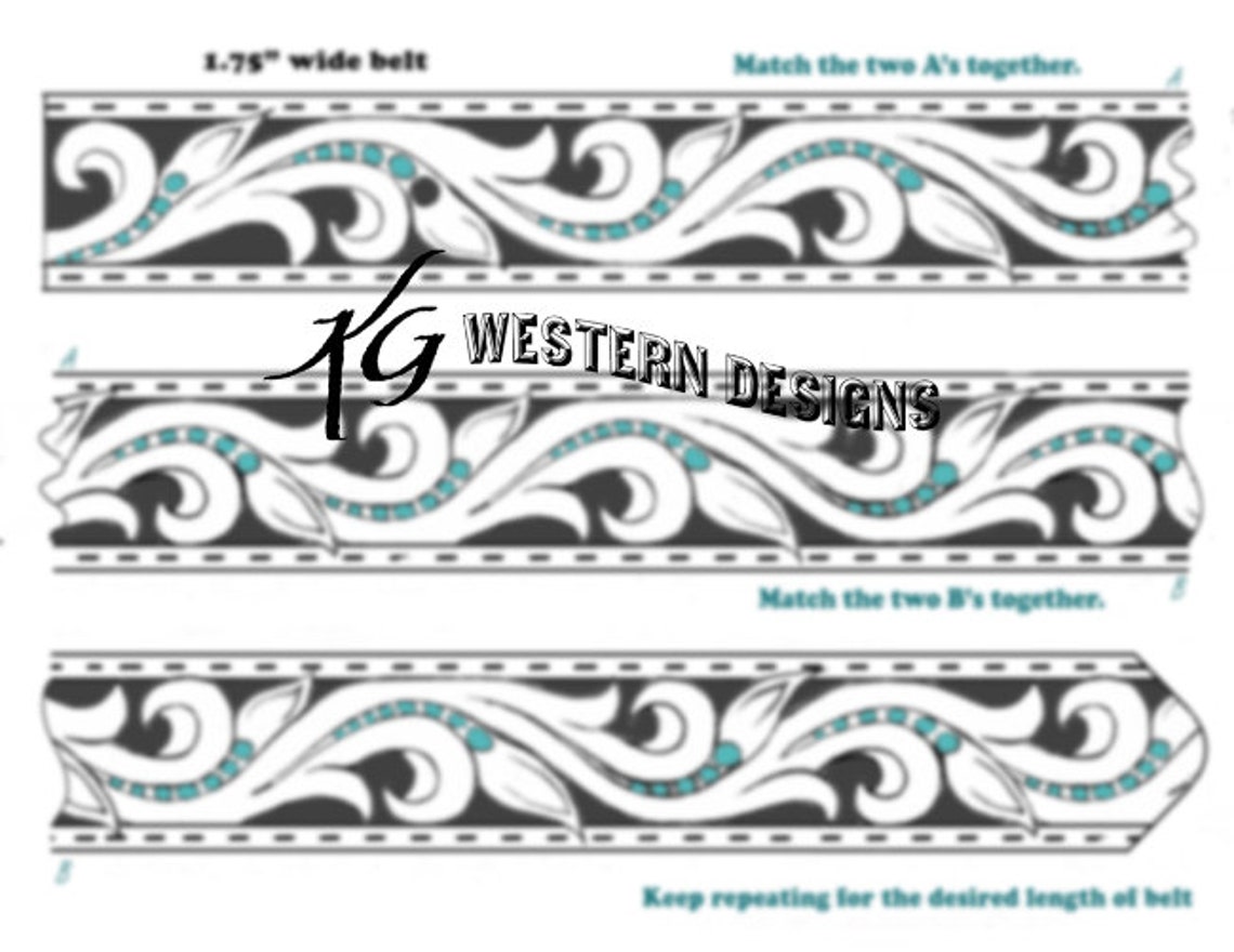 3 Leather Belts- PDF Pack- Western Tooling, Western Scrollwork, No ...