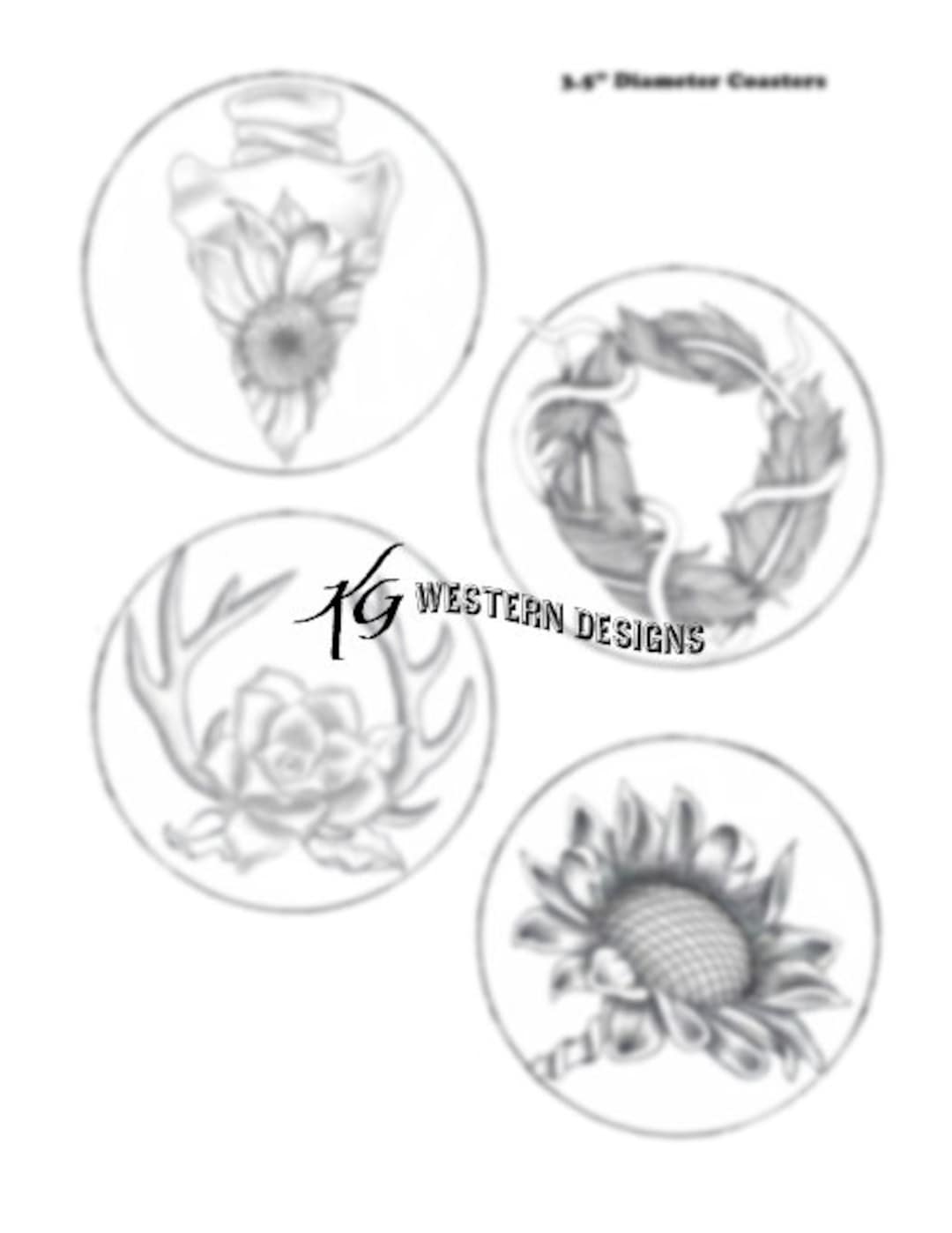 4 Pack Leather Coasters Tooling Pattern Pack Download - Etsy