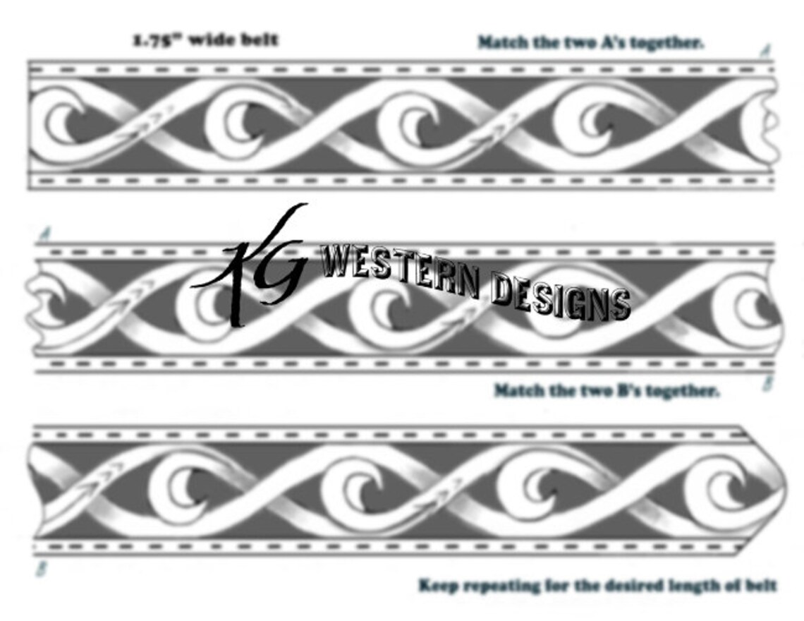 3 Leather Belts- PDF Pack- Western Tooling, Western Scrollwork, No ...