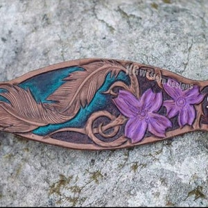 Leather Bracelet-cuff 3 Sizes Print Out Tooling Twisted Feather and ...