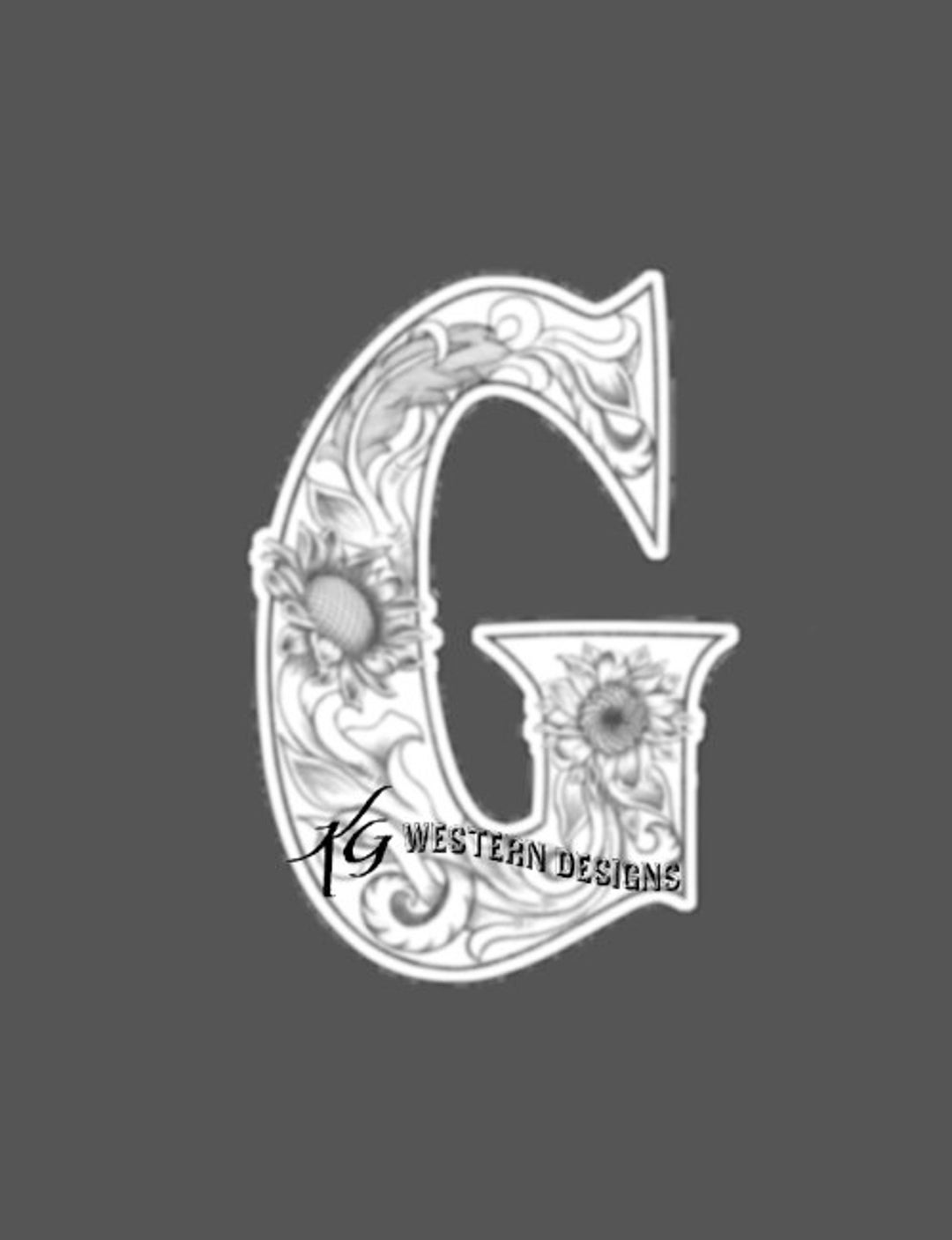 Letter G Leather Tooling Feathers-vines & Sunflowers Tracing - Etsy