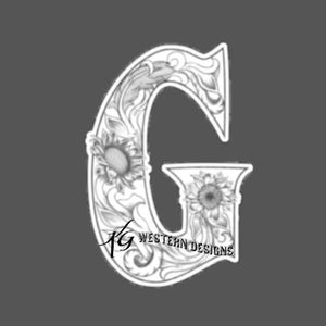 Letter G - Leather Tooling- Feathers-vines & Sunflowers Filigree ...