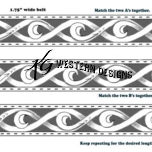 Leather Belt Tooling Pattern- Western Scrollwork Design Pattern ...