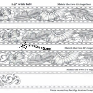 Leather Belt Tooling Sunflower Feathers Design Pattern PDF - Etsy