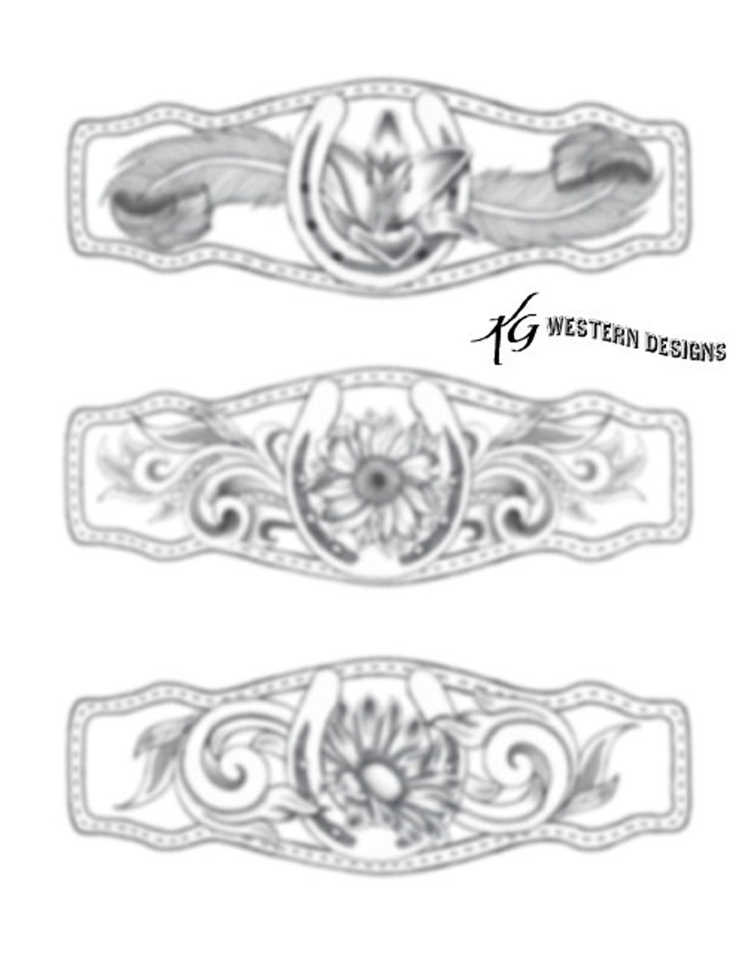 Leather Tooling Cuff Patterns -horseshoes, Sunflowers, Daisy, Lilly and ...