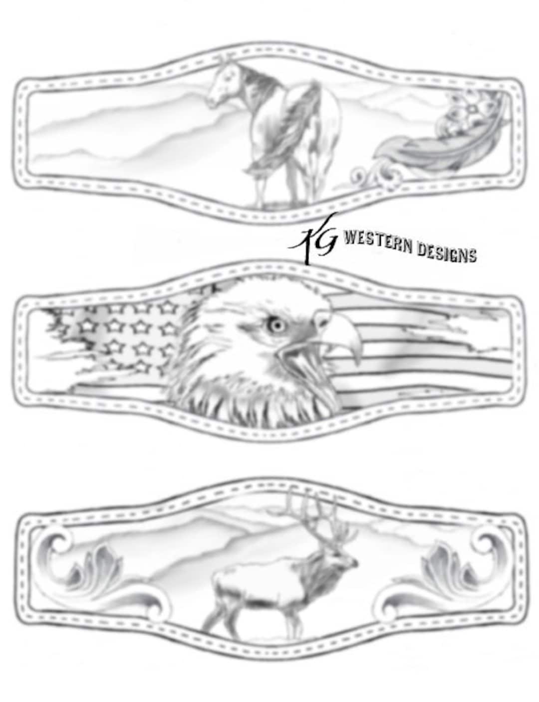 Horse-mountains, Eagle-flag, Elk-mountains Leather Bracelet Cuff ...