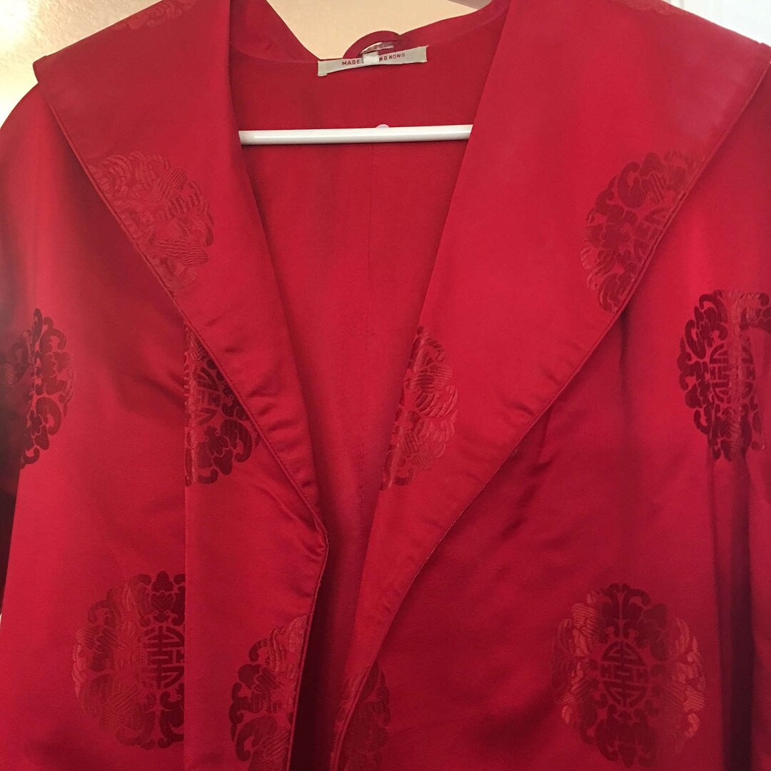 Japanese Chinese Robe Red Silk Reduced - Etsy