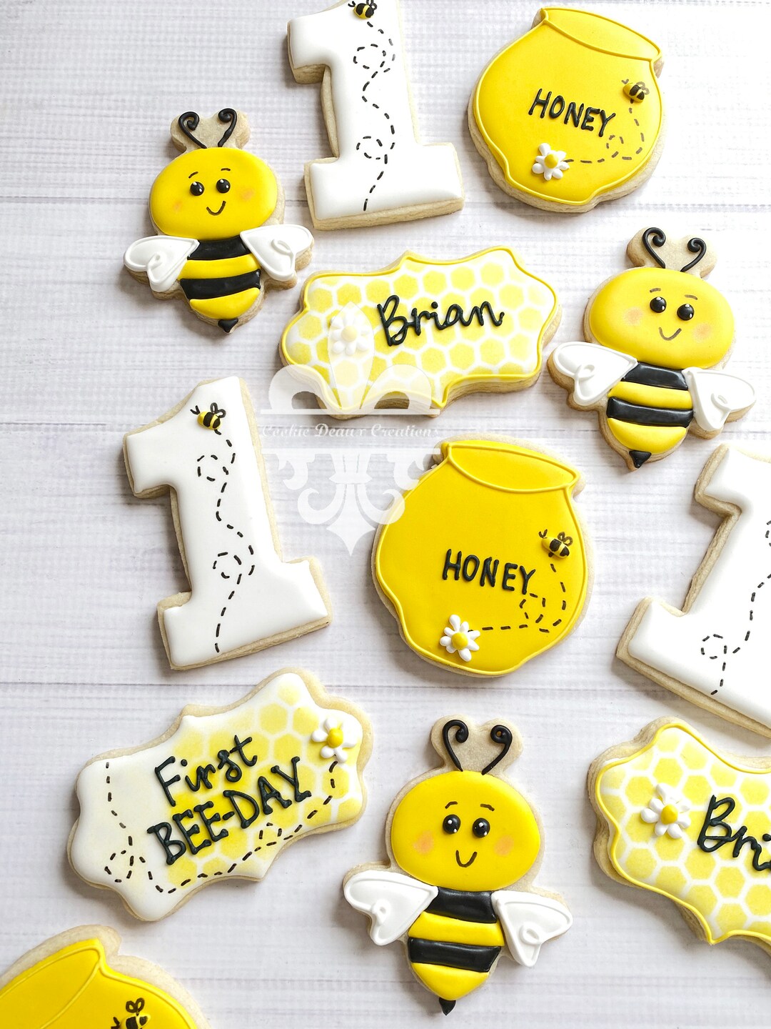 1 Dozen First 1st Bee-day Bee Honey Jar Flowers Birthday Decorated ...