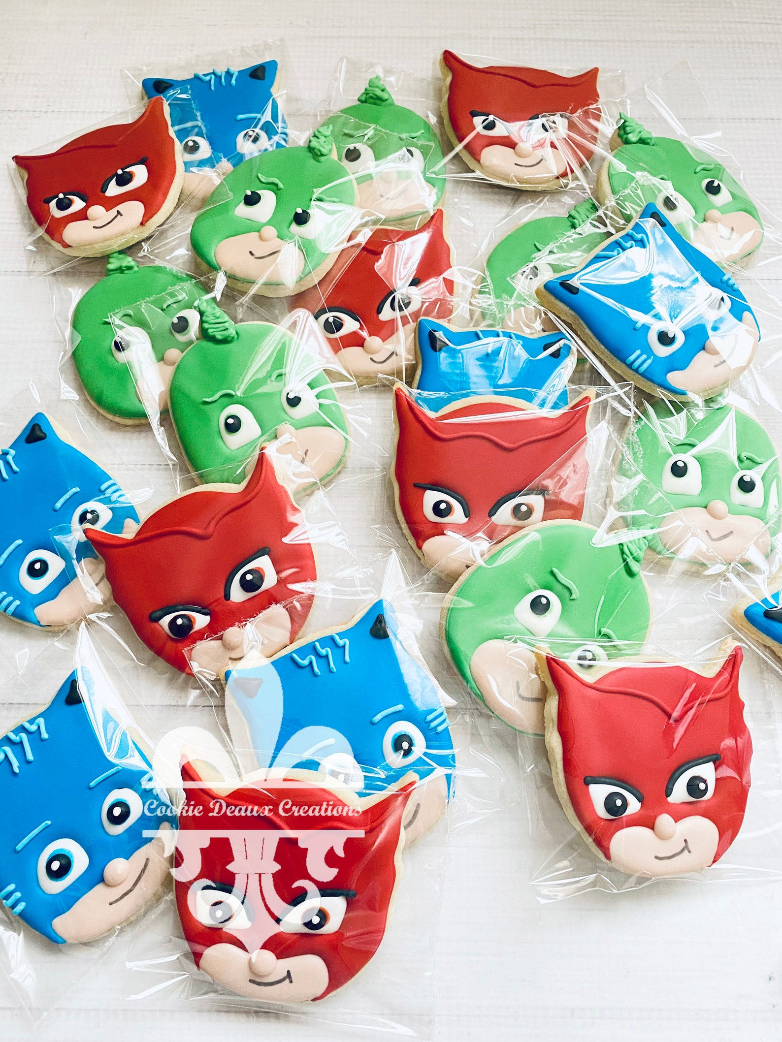 1 Dozen PJ Masks Owelette Gekko Catboy Birthday Decorated Sugar Cookies ...
