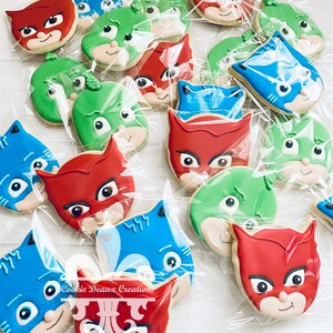 1 Dozen PJ Masks Owelette Gekko Catboy Birthday Decorated Sugar Cookies ...