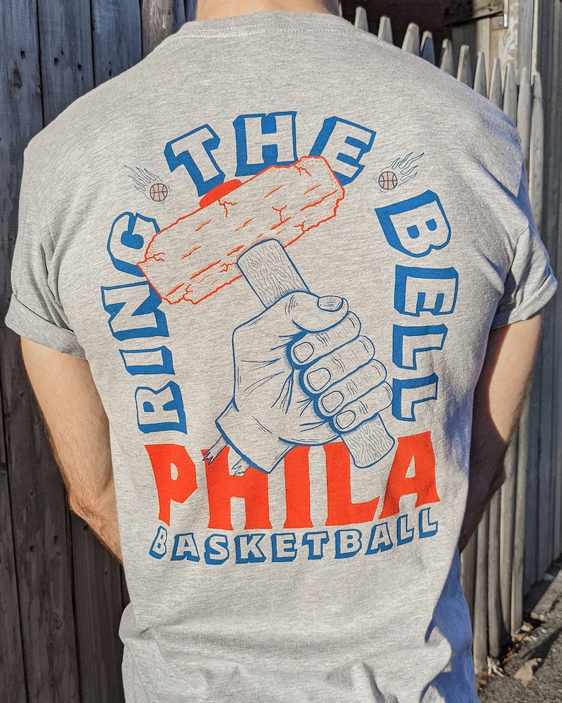 Ring the Bell Sixers T-shirt - Heather Gray 76ers Shirt - NBA Shirt ...
