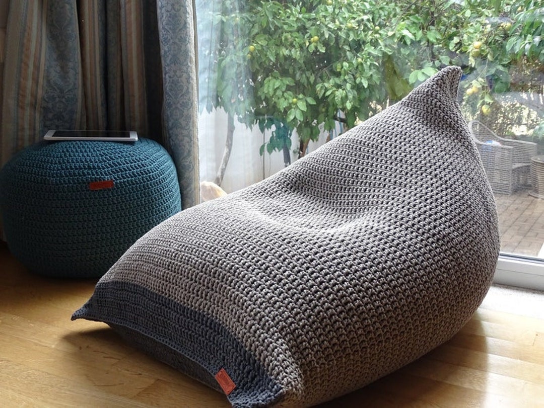 Custom Bean Bag S/M/L/XL, Crochet Lounge Bean Chair for Nursery, Living ...