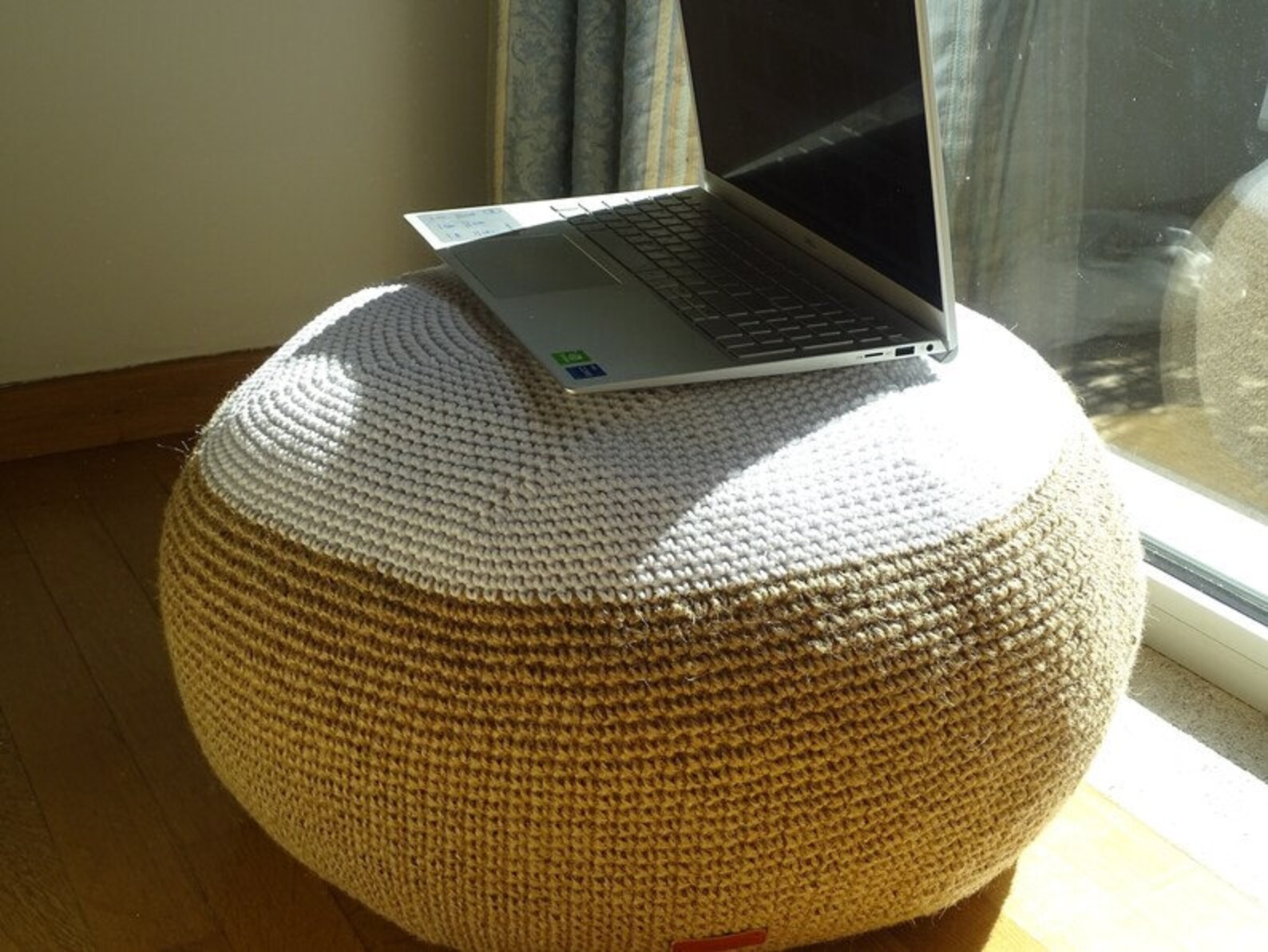 Jute Ottoman Pouf, Crochet Stuffed Pouffe, Ottoman Pouf Custom Sizes ...