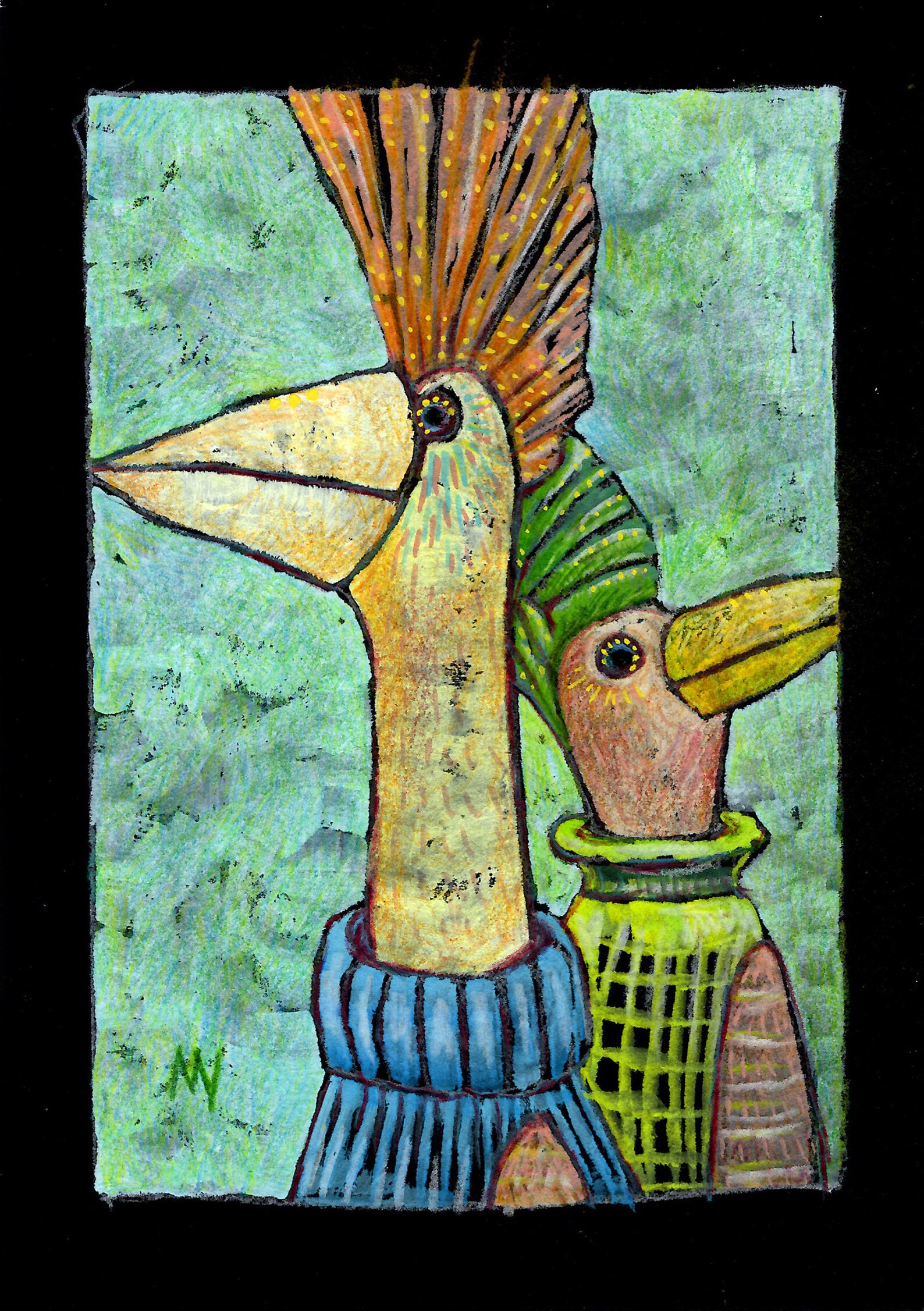 Funky Birds Painting. OOAK Painting. Original Unframed Wall Art. - Etsy