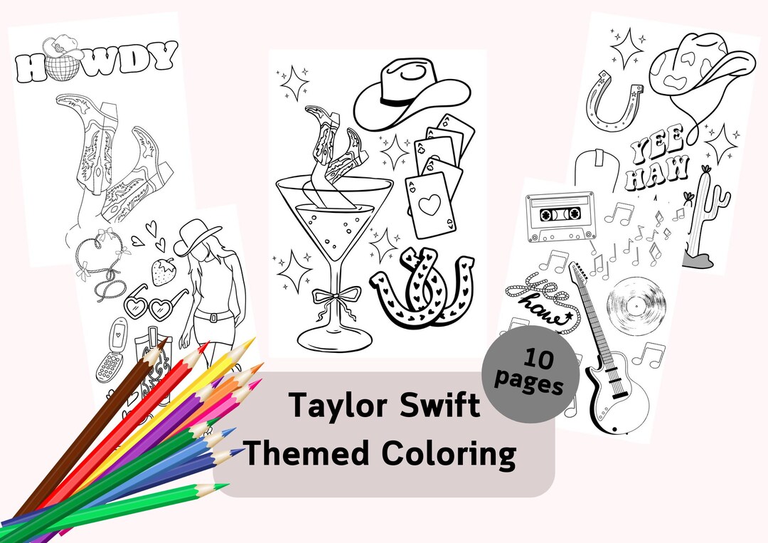 Taylor Swift Themed Coloring Pages, Swiftie Coloring Sheets, Kids ...