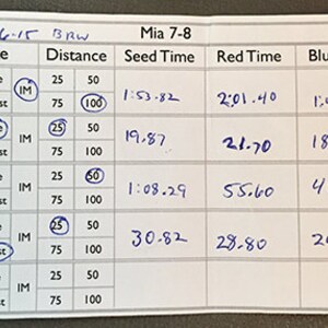 Swimmers Time Tracking Card- Event Card - Etsy