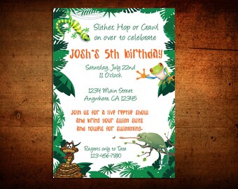 Lizard Invitation, Lizard Birthday Party Invitation, Lizard Invite ...