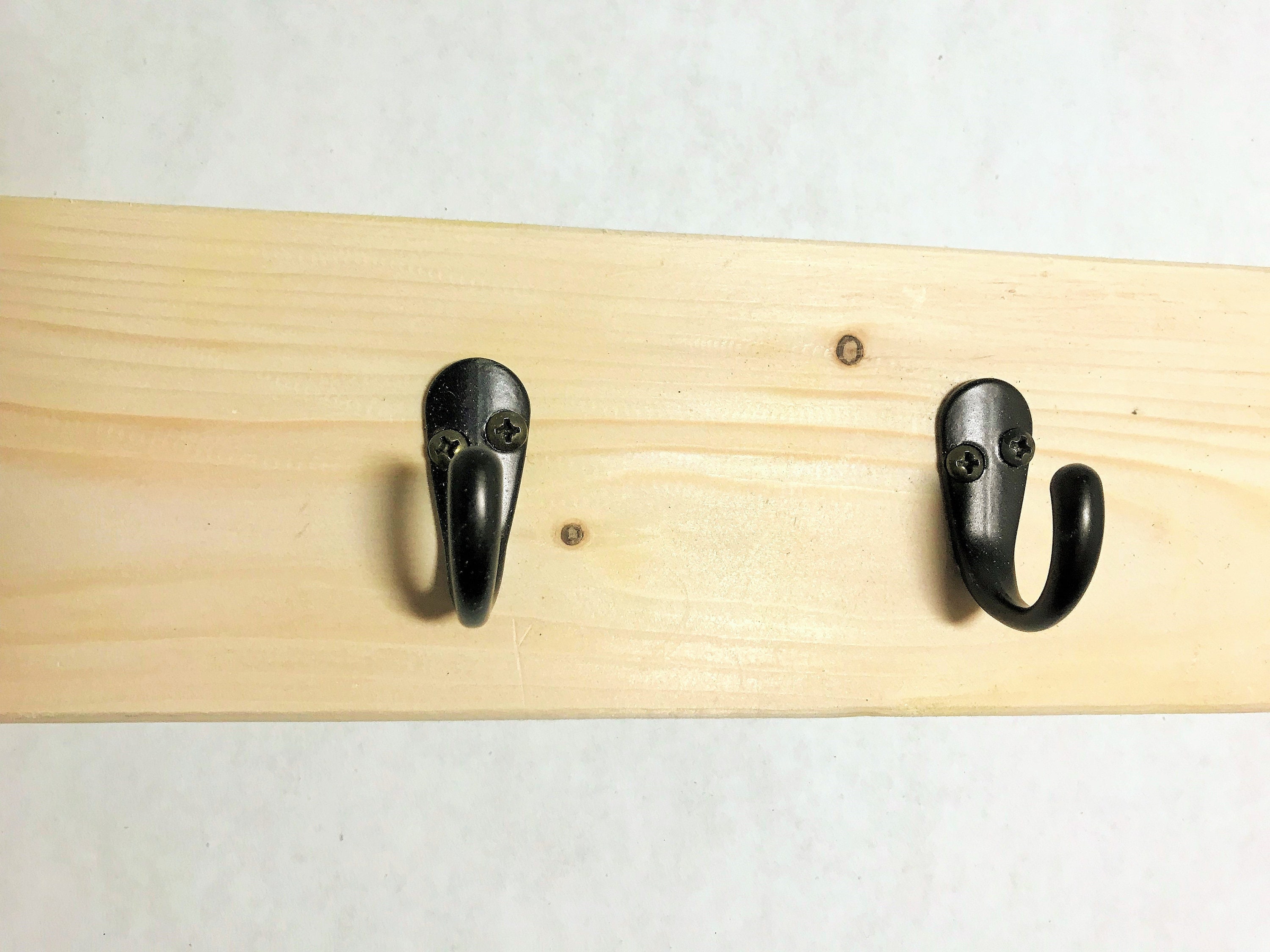Wooden Hookboard W/ Black Hooks - Natural Finish - Etsy