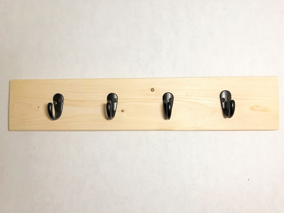 Wooden Hookboard W/ Black Hooks - Natural Finish - Etsy
