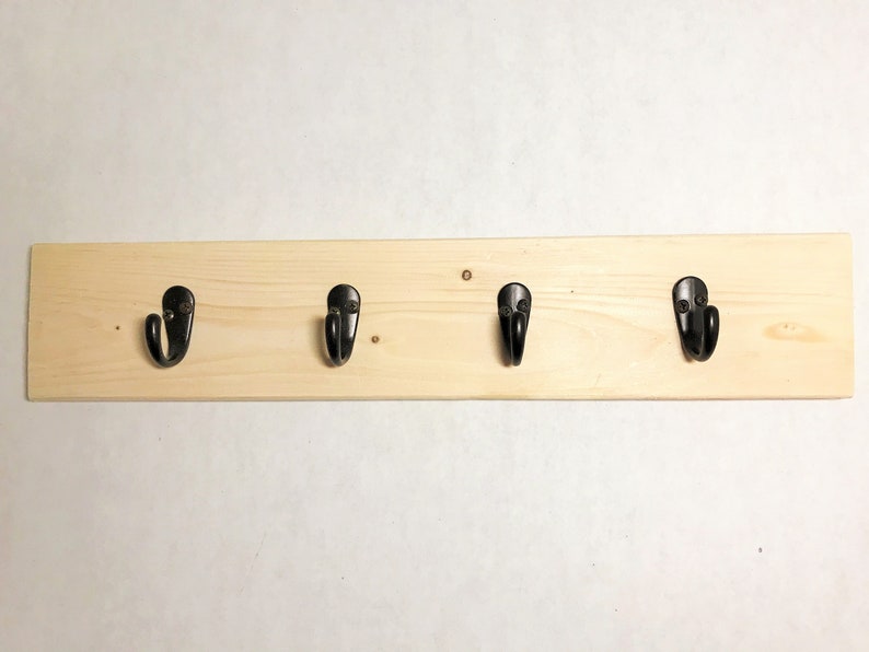 Wooden Hookboard W/ Black Hooks - Natural Finish - Etsy